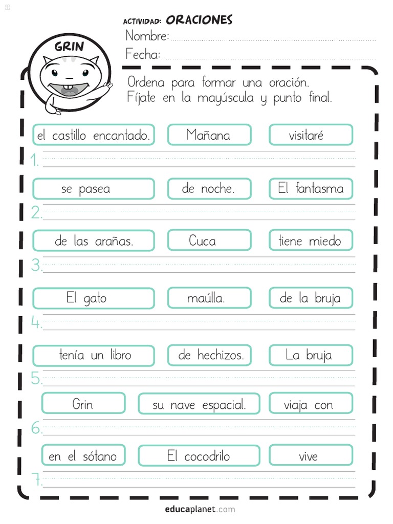 Ordena Palabras Oraciones Leer Escribir 20-03-23 | PDF | Adultos jóvenes