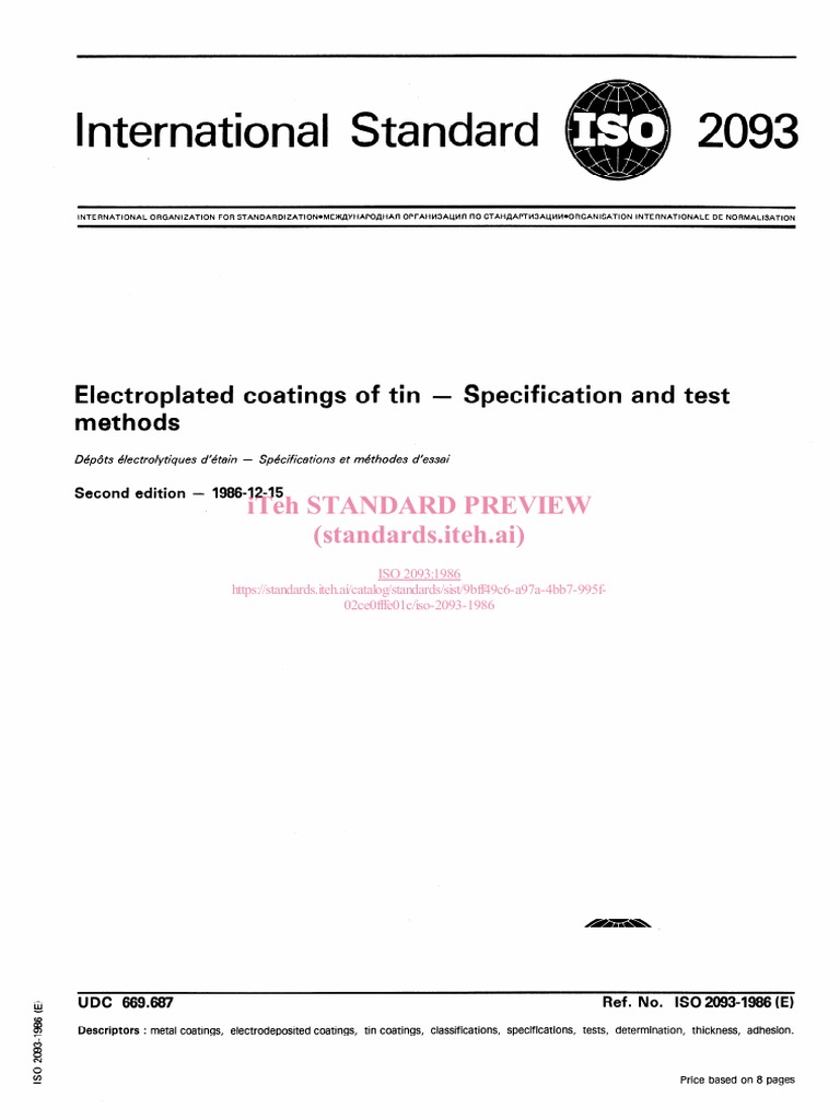 Iso 2093 1986 | PDF | Soldering | International Organization For ...