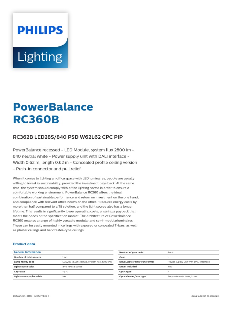 Lighting Lighting: Powerbalance Rc360B | PDF
