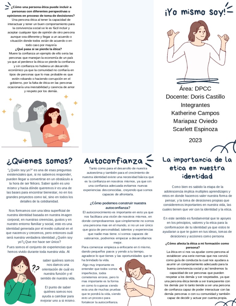 Triptico Asi Soy Yo | PDF | Autoestima | Ciencias del comportamiento