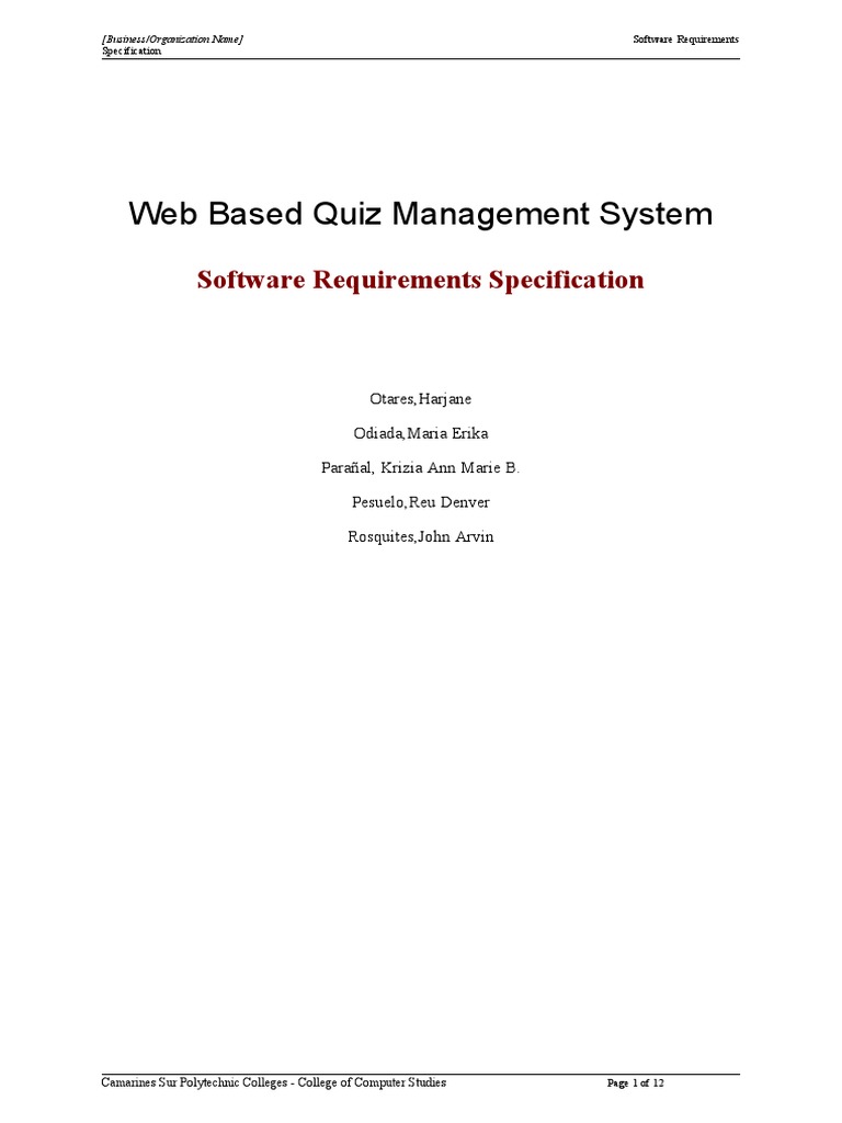 SRS Template | PDF | Web Application | Specification (Technical Standard)