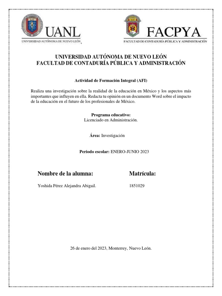 AFI - La Educación y Su Gran Importancia en El Futuro de México | PDF ...