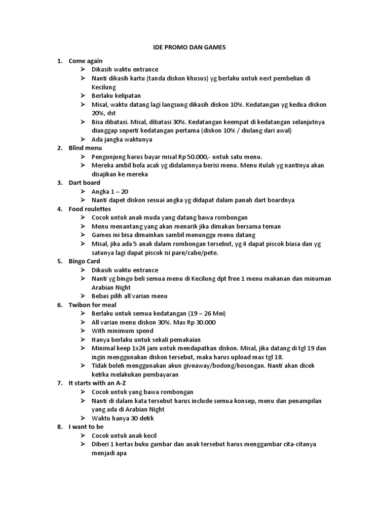 Ide Promo Dan Games | PDF