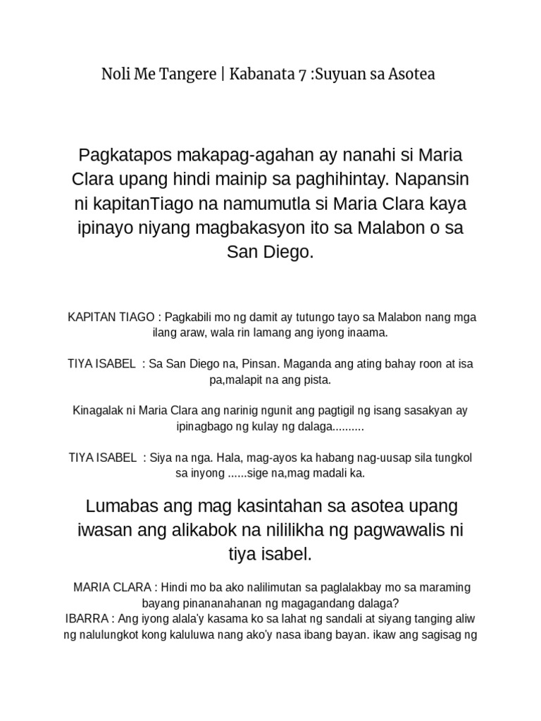 Noli Me Tangere - Kabanata 7:suyuan Sa Asotea | PDF