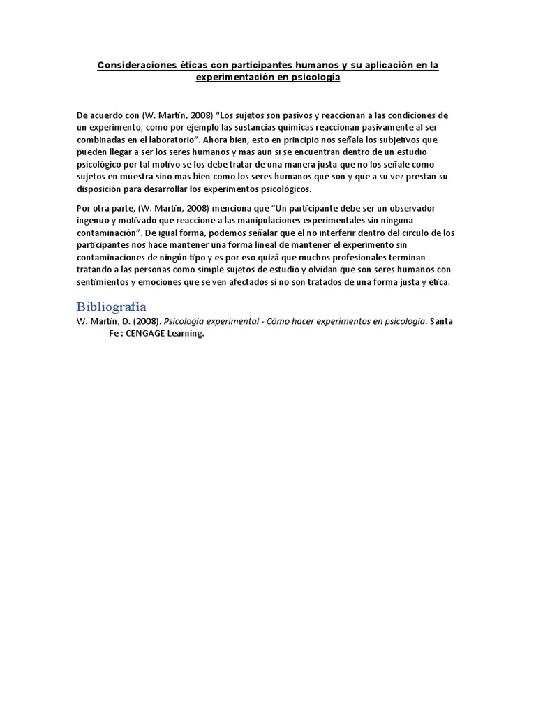 Consideraciones éticas con participantes humanos y su aplicación en la ...