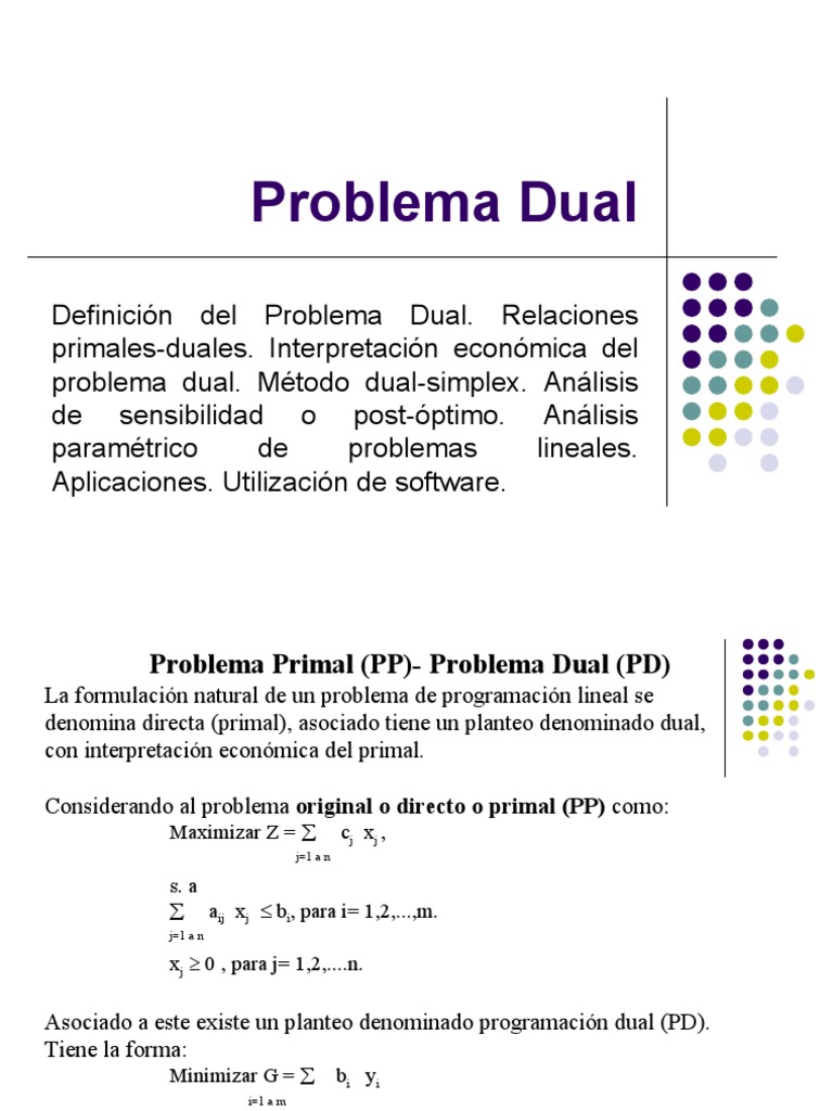 Programacion DUAL | PDF | Matemáticas Aplicadas | Conceptos matemáticos