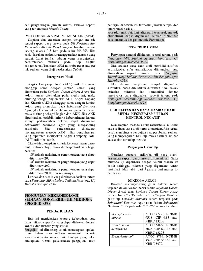 53 Uji Mikroba Spesifik | PDF