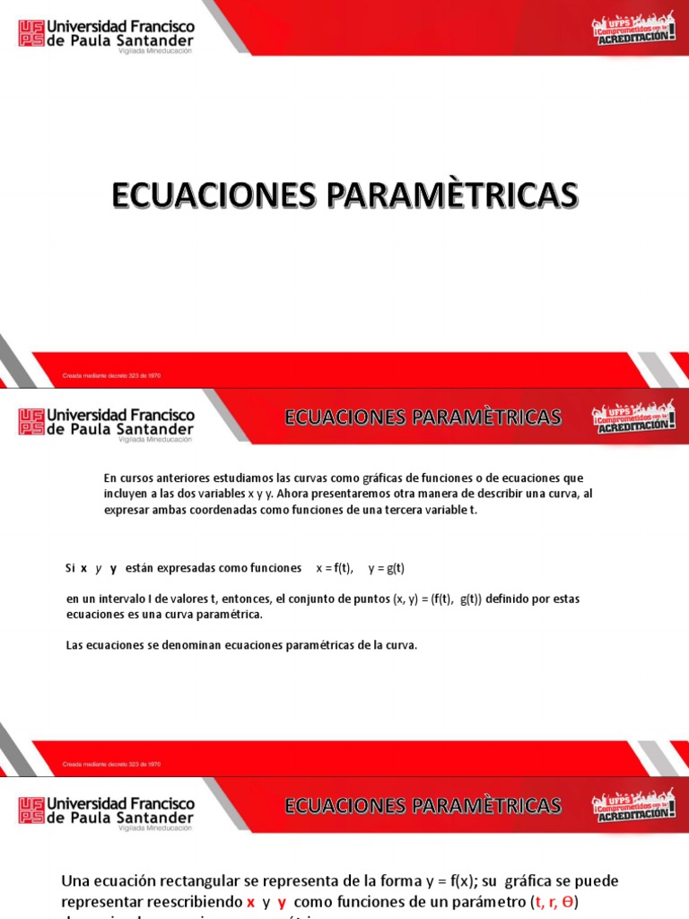 ecuacioes parametricas (1) | PDF | Ecuaciones | Curva