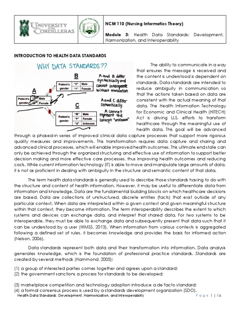 NCM 110 Module 3 - Health Data Standards and Interoperability | PDF | Health Informatics ...