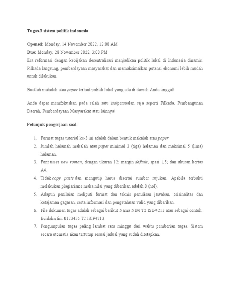 Tugas 3 sistem politik indonesia | PDF
