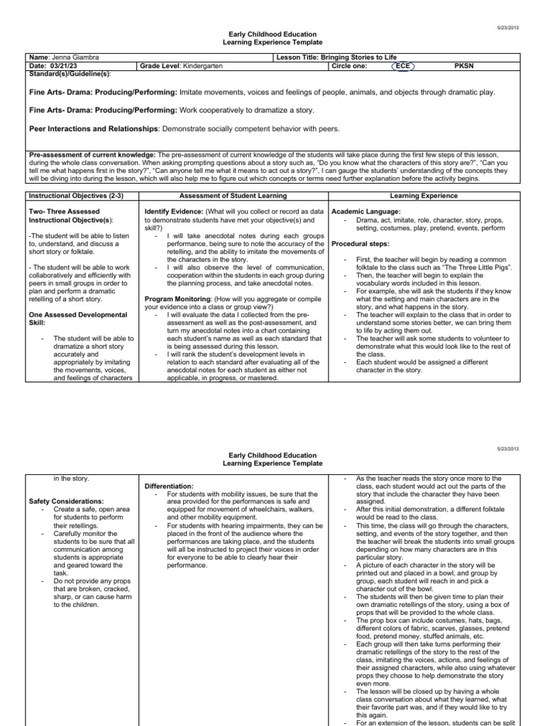 edt 317 drama lesson plan | PDF | Learning | Imitation