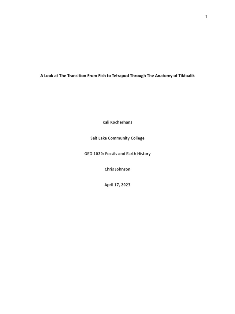 A Look at The Transition From Fish To Tetrapod Through The Anatomy of ...