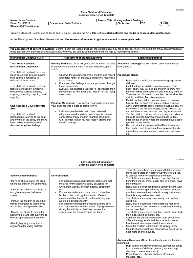 Edt 317 Dance-Movement Lesson Plan | PDF | Cognition | Cognitive Science