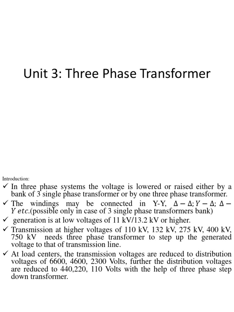Unit 3: Three Phase Transformer | Download Free PDF | Transformer | Physical Sciences