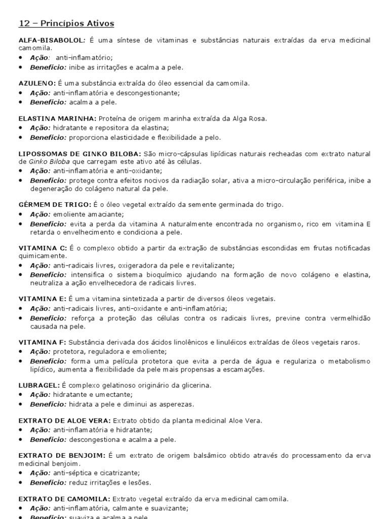 Princípios Ativos | PDF | Pele | Vitamina