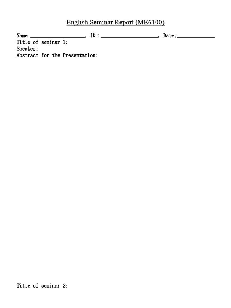 English Seminar Report (ME6100) | PDF