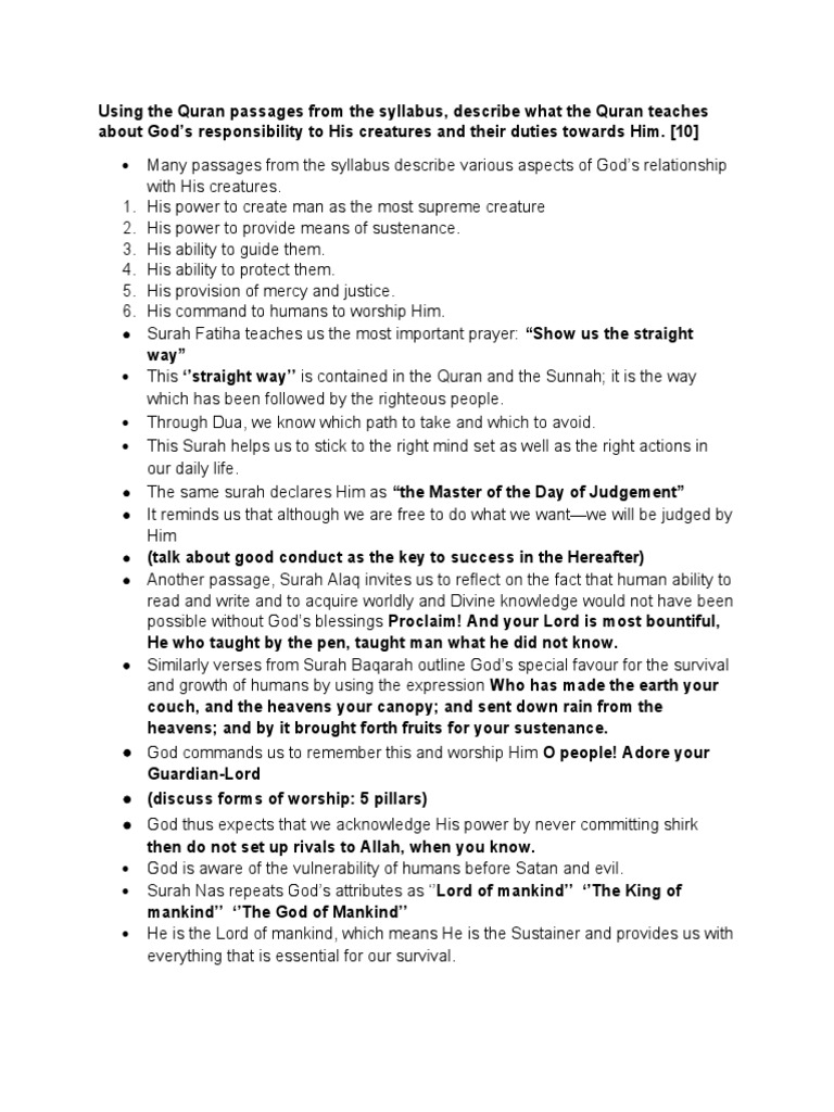 Sir Rasadh o Level Islamiyat Lecture and Notes | PDF | God | Quran