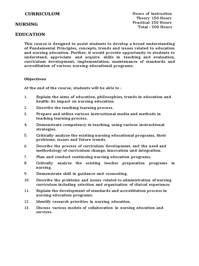 CURRICULUM NURSING EDUCATION | PDF | Educational Assessment | Curriculum