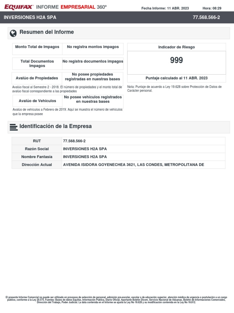 Informe Empresarial 360 77.568.566-2 | PDF