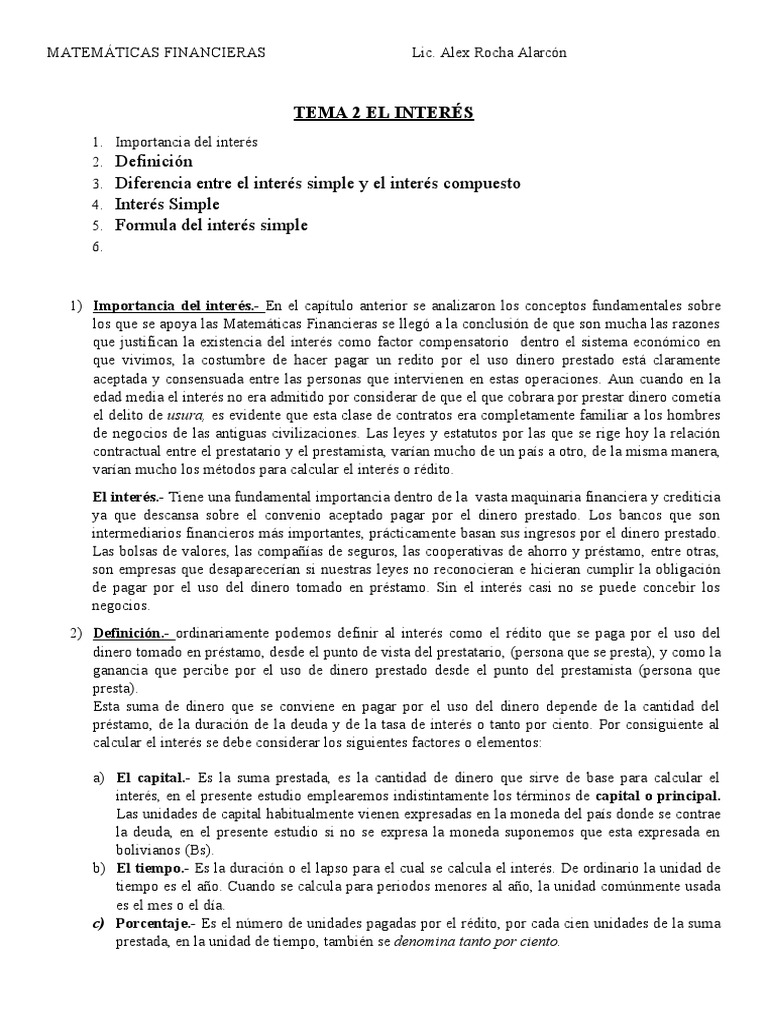 Definición Diferencia Entre El Interés Simple y El Interés Compuesto ...