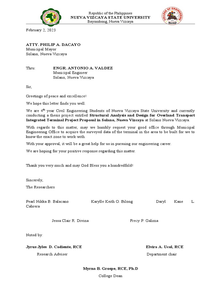 Request for Terminal Project Data | PDF