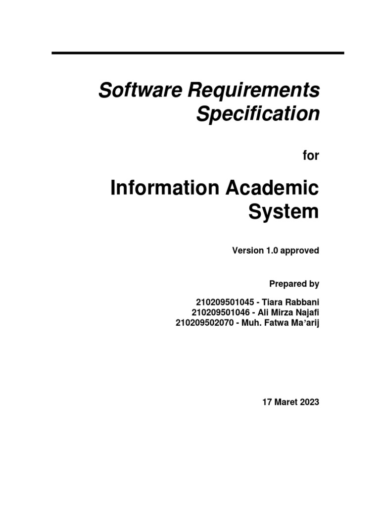 Software Requirements Specifications Kelompok 7 | PDF