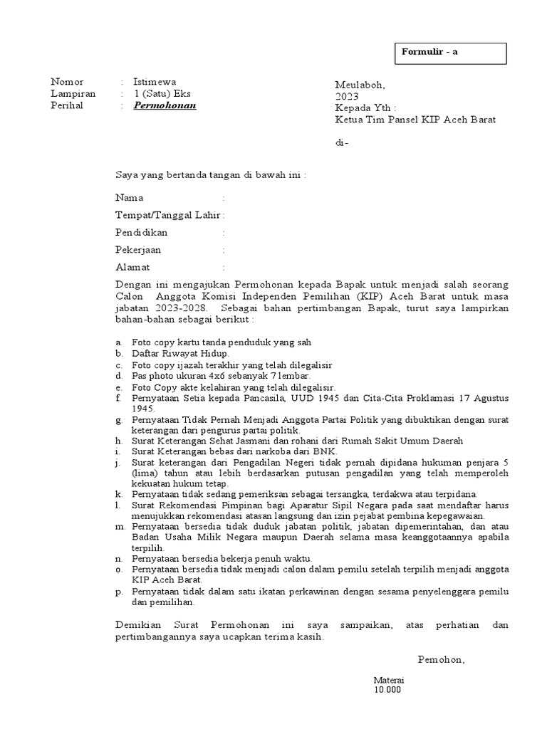 Formulir A-1 Kip | PDF