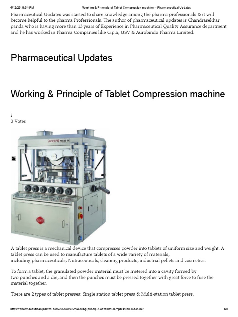 Working & Principle of Tablet Compression Machine - Pharmaceutical ... Working & Principle of Tablet Compression Machine - Pharmaceutical ...
