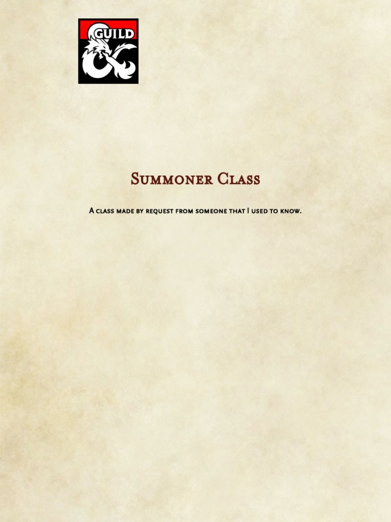D&D 5E Homebrew Summoner Class | PDF