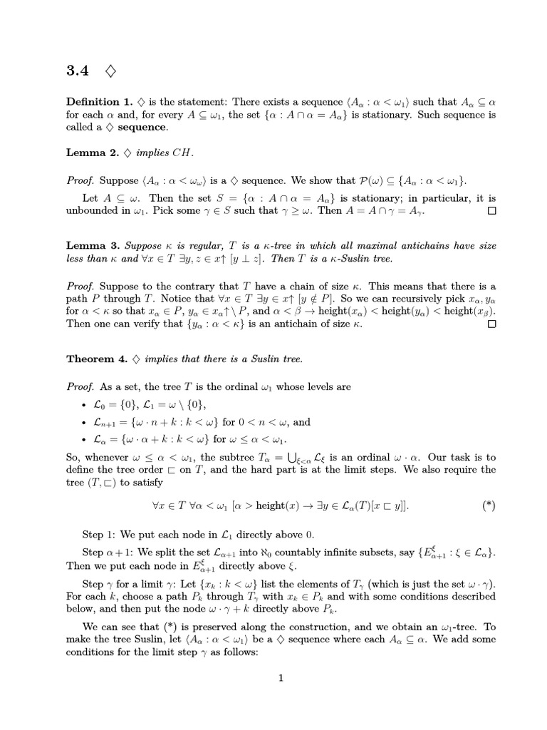 Suslin Tree Construction from ♢ Principle | PDF | Mathematics ...