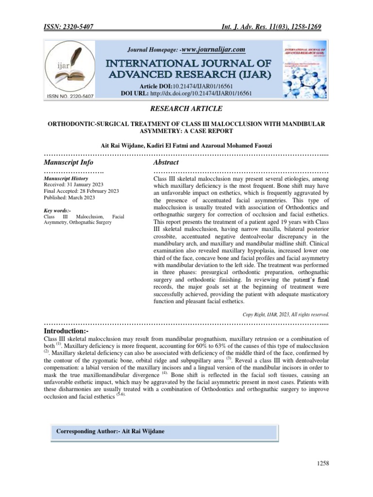 Orthodontic-Surgical Treatment of Class Iii Malocclusion With ...