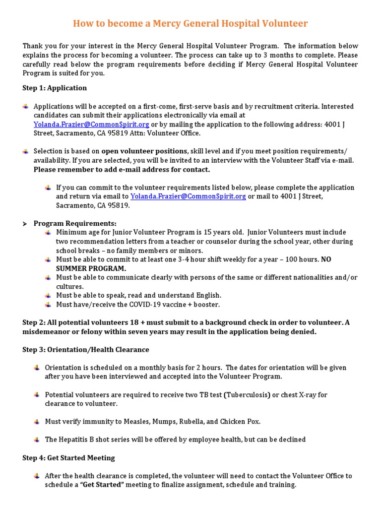 How to become a Mercy General Hospital Volunteer | PDF | Hospital ...
