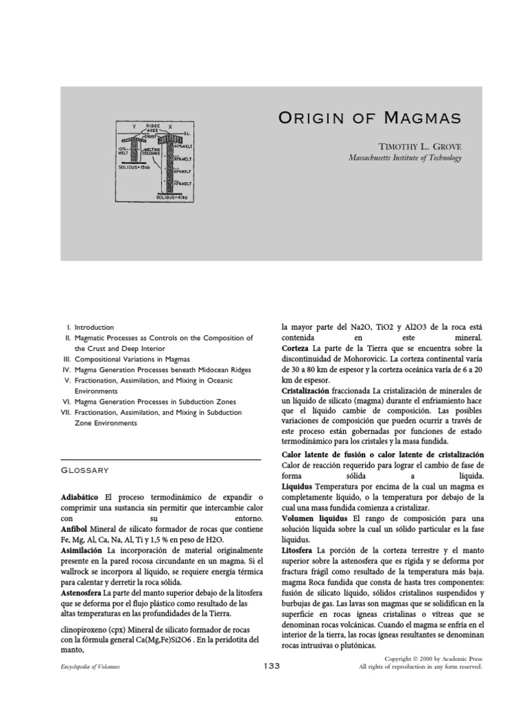 Lectura Obligatoria - Origen de Los Magmas | PDF | Magma | Roca (geología)