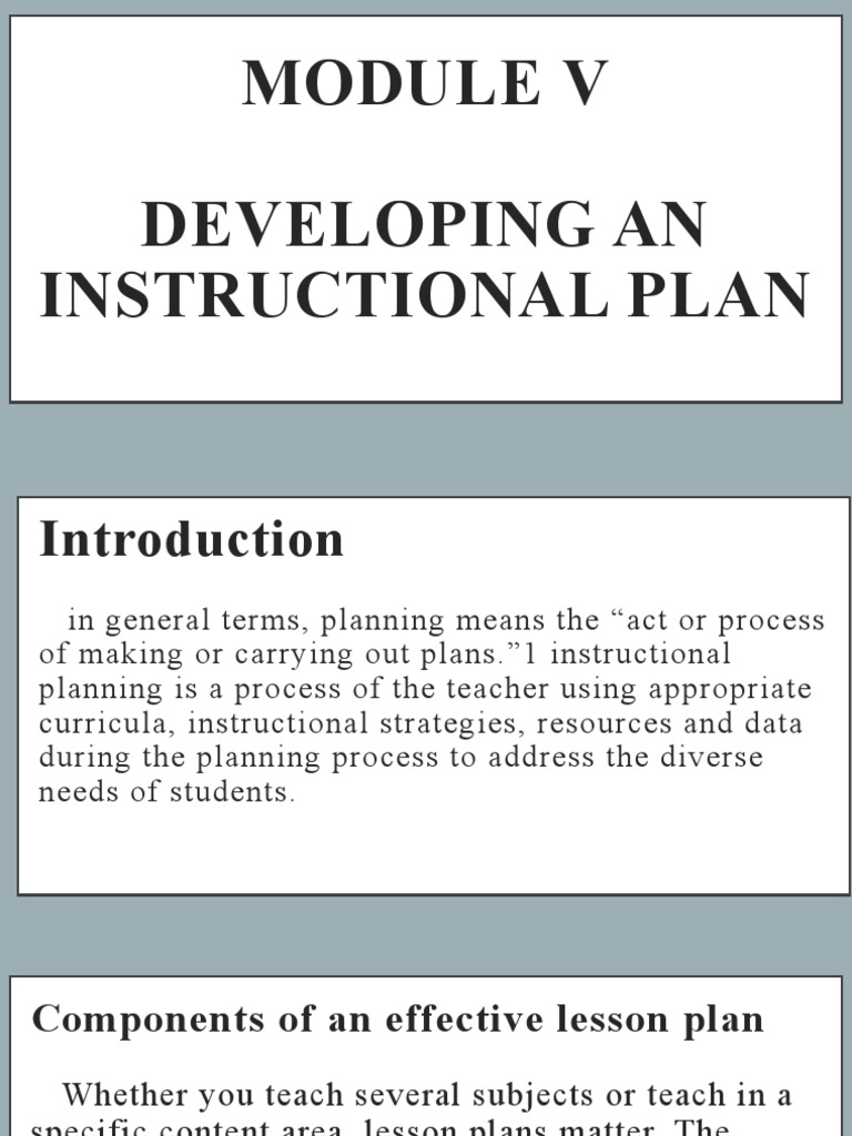MODULE 5 Developing An Instructional Plan | PDF | Lesson Plan | Teachers