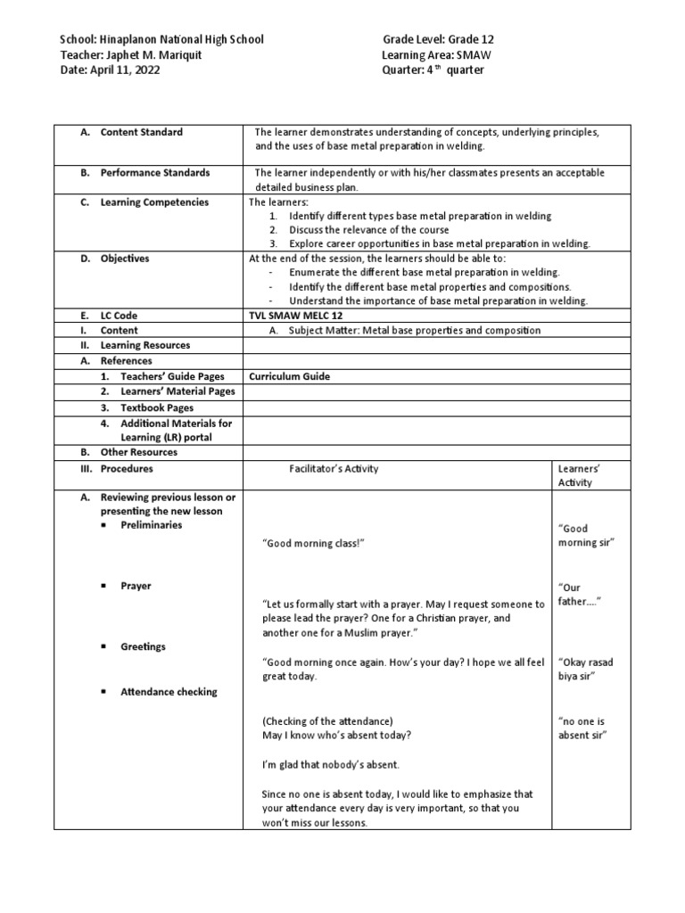 DLP-8 base metal preparation in welding. | PDF | Metals | Strength Of ...
