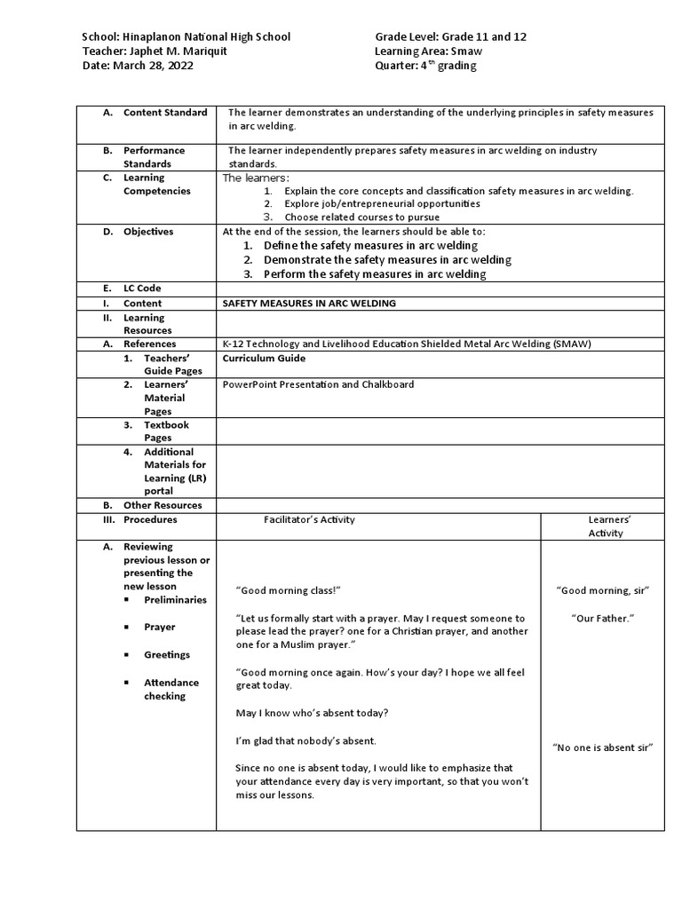 DLP-16 Safety Measures in Arc Welding | PDF | Welding | Construction