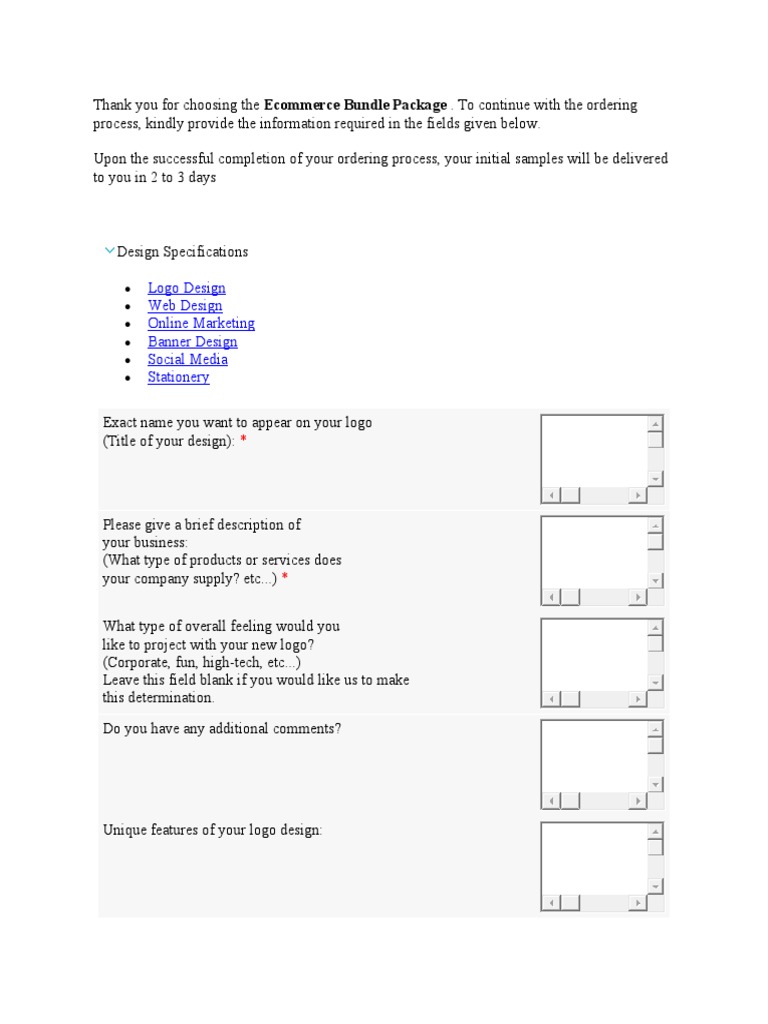 Ecommerce Package Brief | PDF