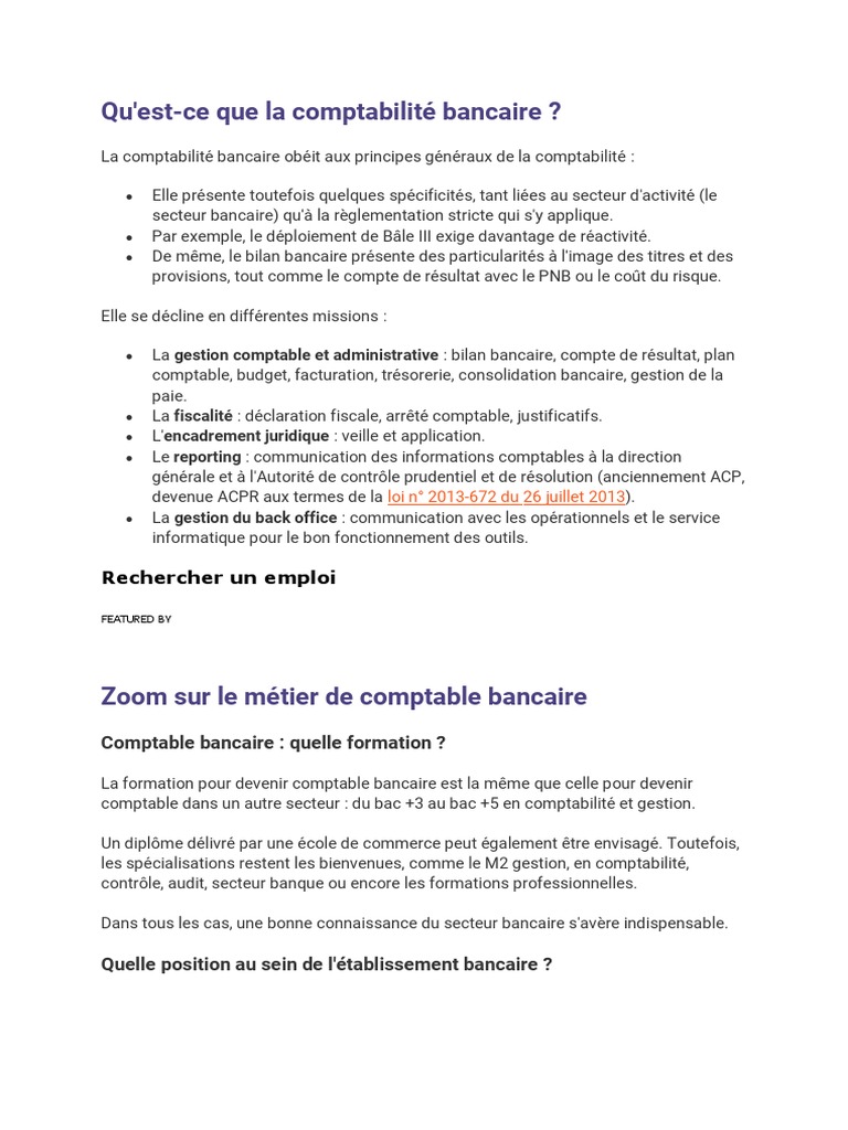 Comptabilité Bancaire | PDF | Banques | Comptabilité