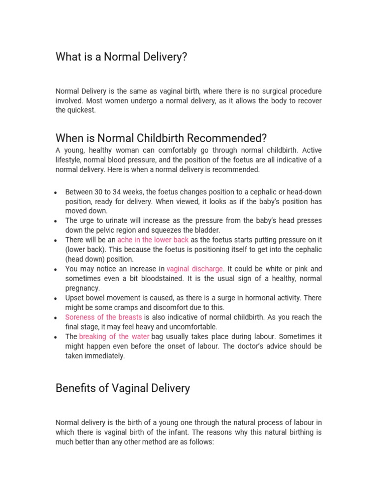 What is a Normal Delivery | PDF | Childbirth | Medical Specialties