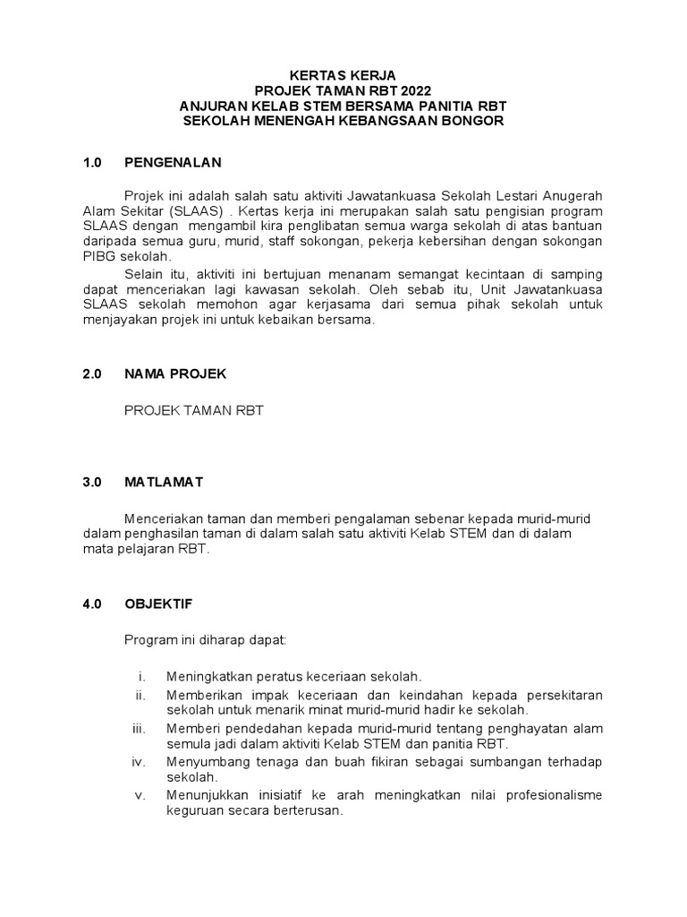 Kertas Kerja Taman RBT | PDF