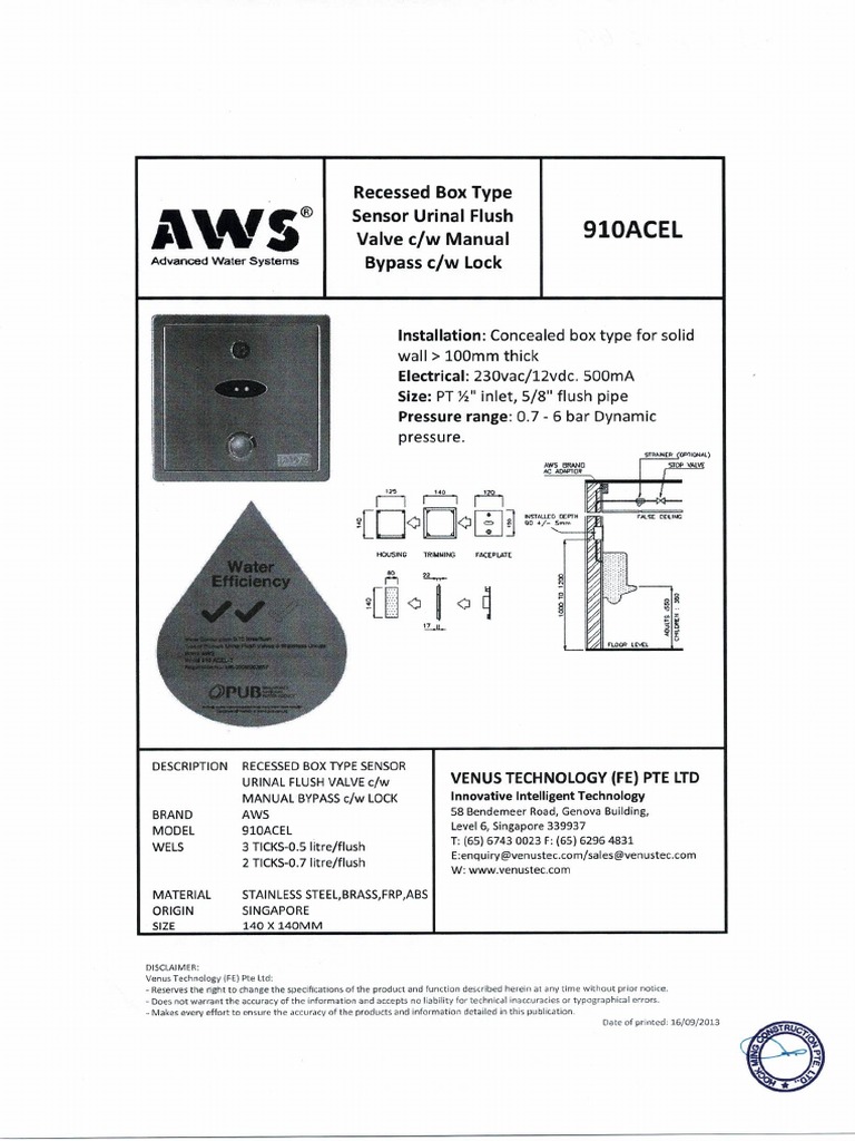 Aws - Sensor Box - Urinal Bowl | PDF