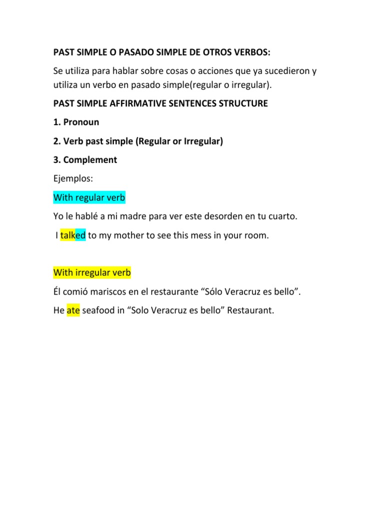 Past Simple Other Verbs | PDF