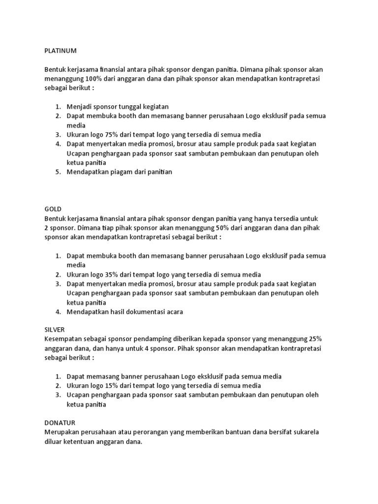 Proposal Sponsorship Platinum | PDF