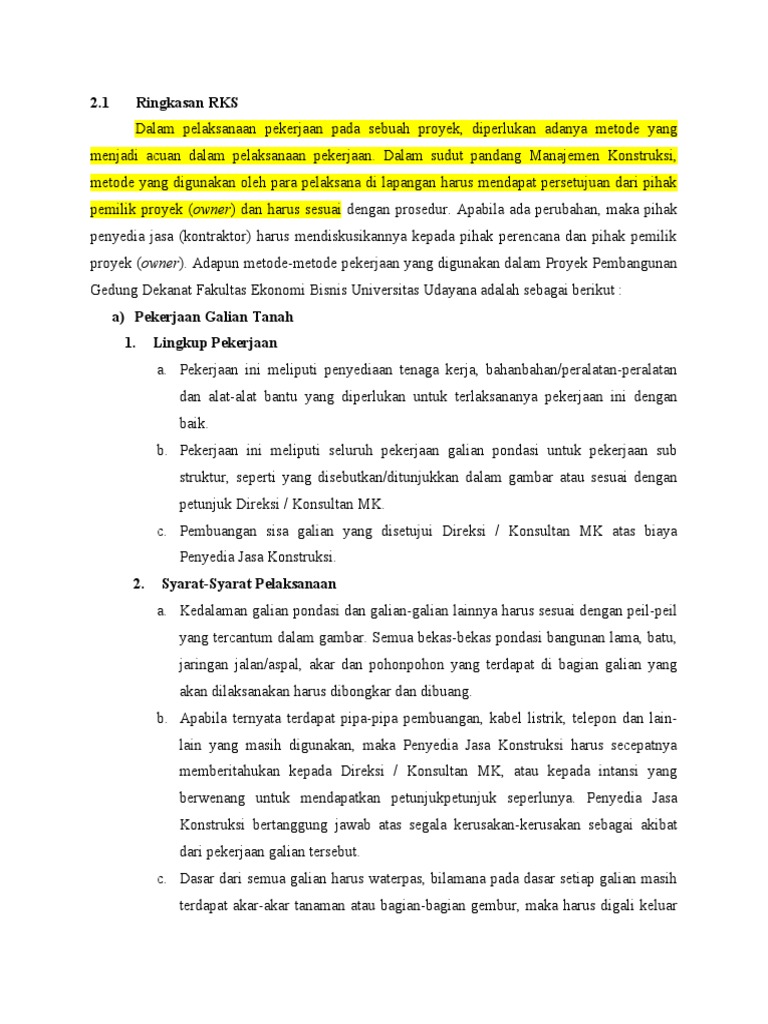 Ringkasan RKS | PDF