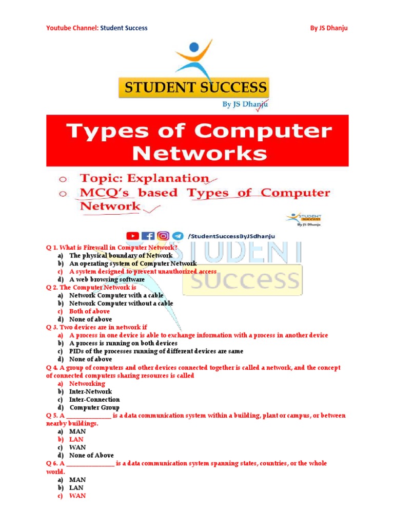 78.types of Computer Networks Mcqs | PDF | Computer Network | Local Area Network