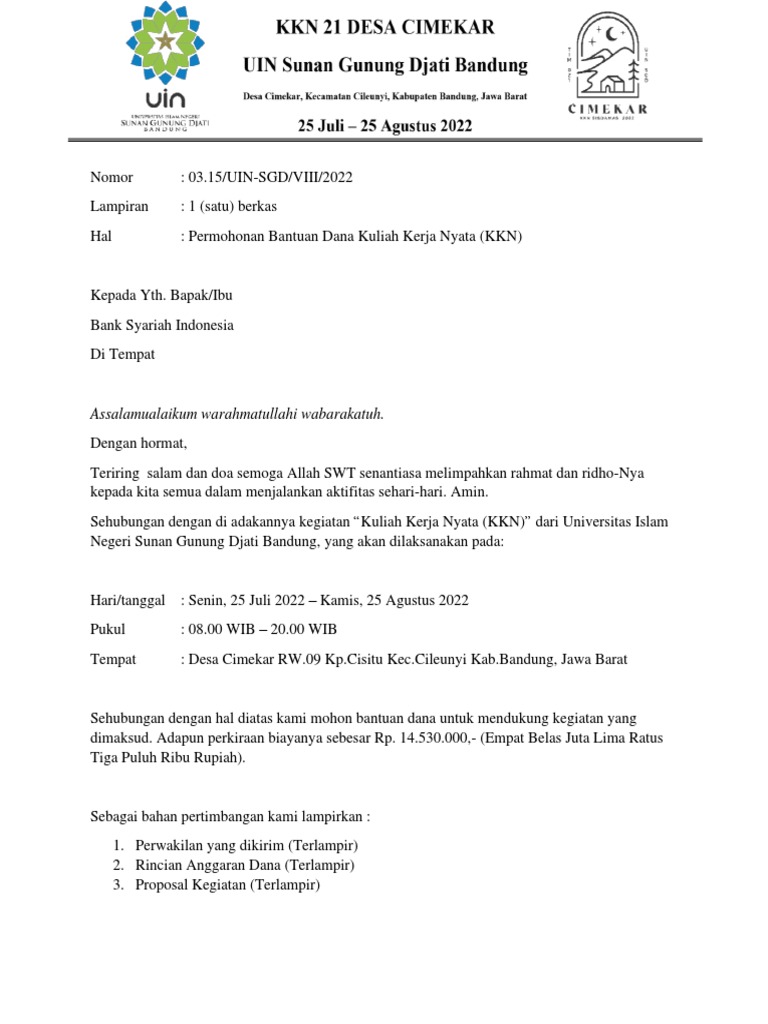 Surat Permohonan KKN 21 | PDF