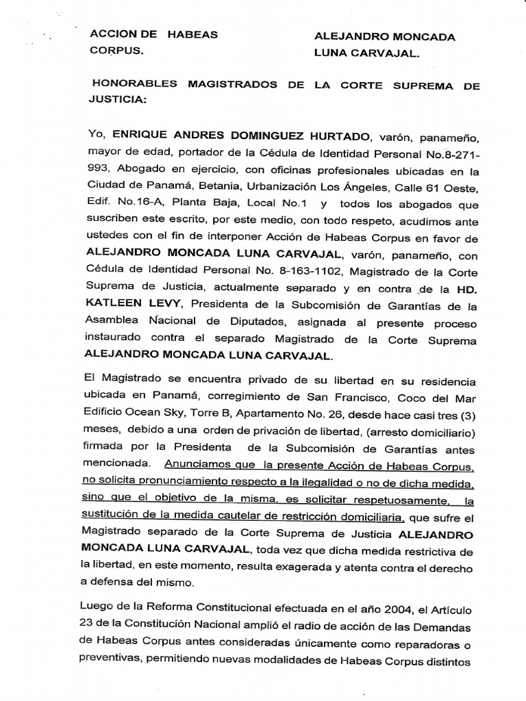 Habeas Corpus Panama | PDF