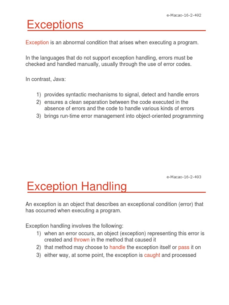 Exceptions Exception Pdf Class Computer Programming Method Computer Programming