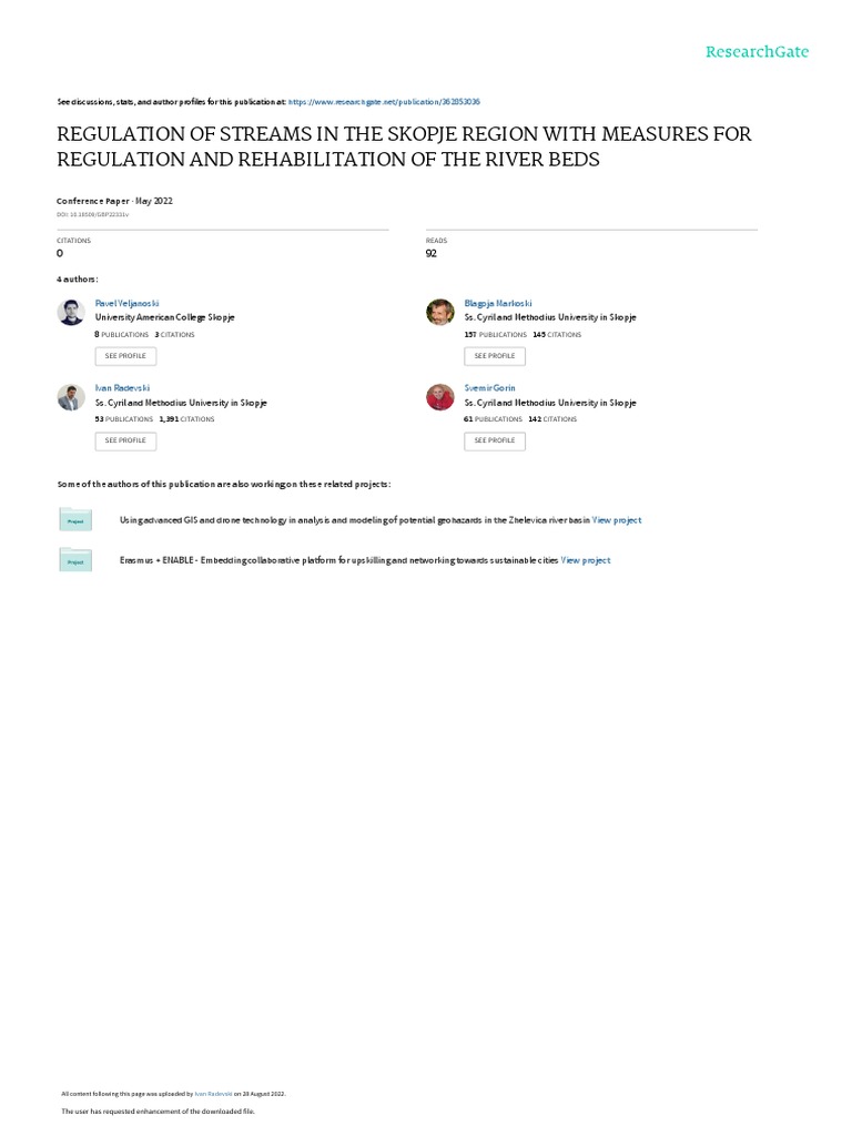 Regulation of Streams in The Skopje Region With Measures For Regulation and Rehabilitation of ...