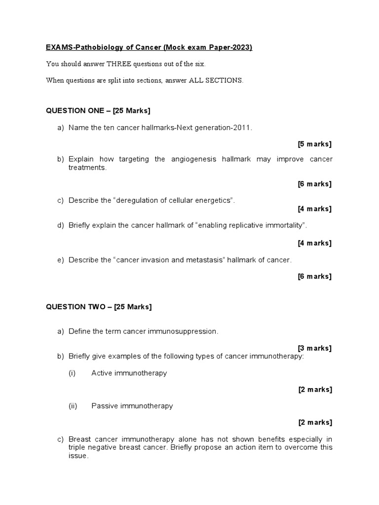 Mock Exams Paper 2022-23 - Tagged | Download Free PDF | Chemotherapy | Cancer